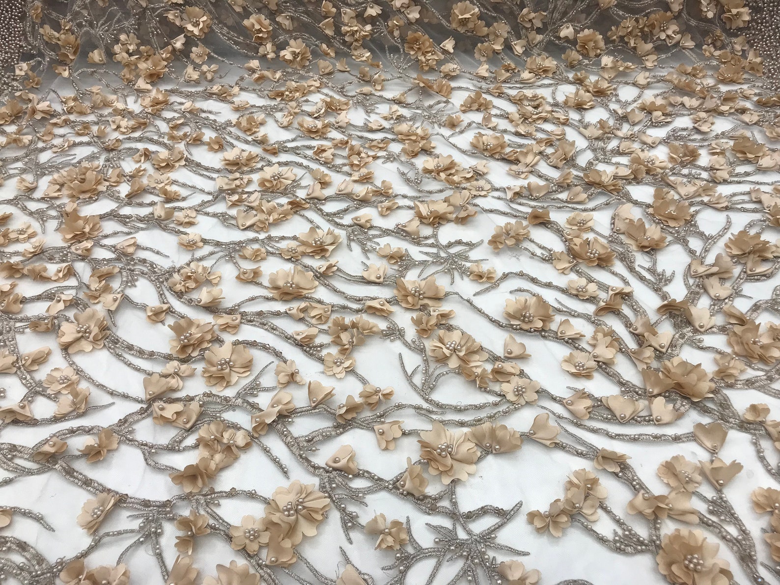 Mocha Design Beaded Mesh Lace Fabric Bridal Wedding Sold by - Etsy