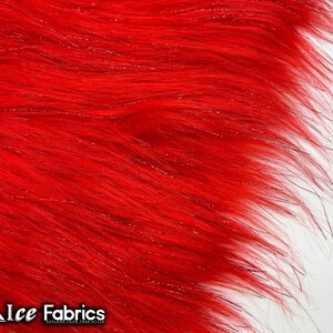 Tinsel Shaggy Long Pile Faux Fur Fabric by the Yard | Red | 60” Wide - Etsy