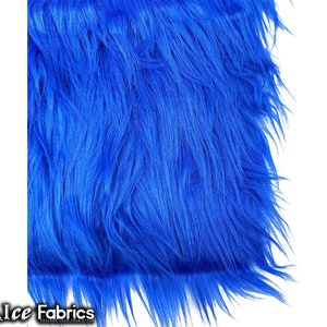Royal Blue Long Pile Square Faux Fur Fabric | Sold by Square Pre Cut ...