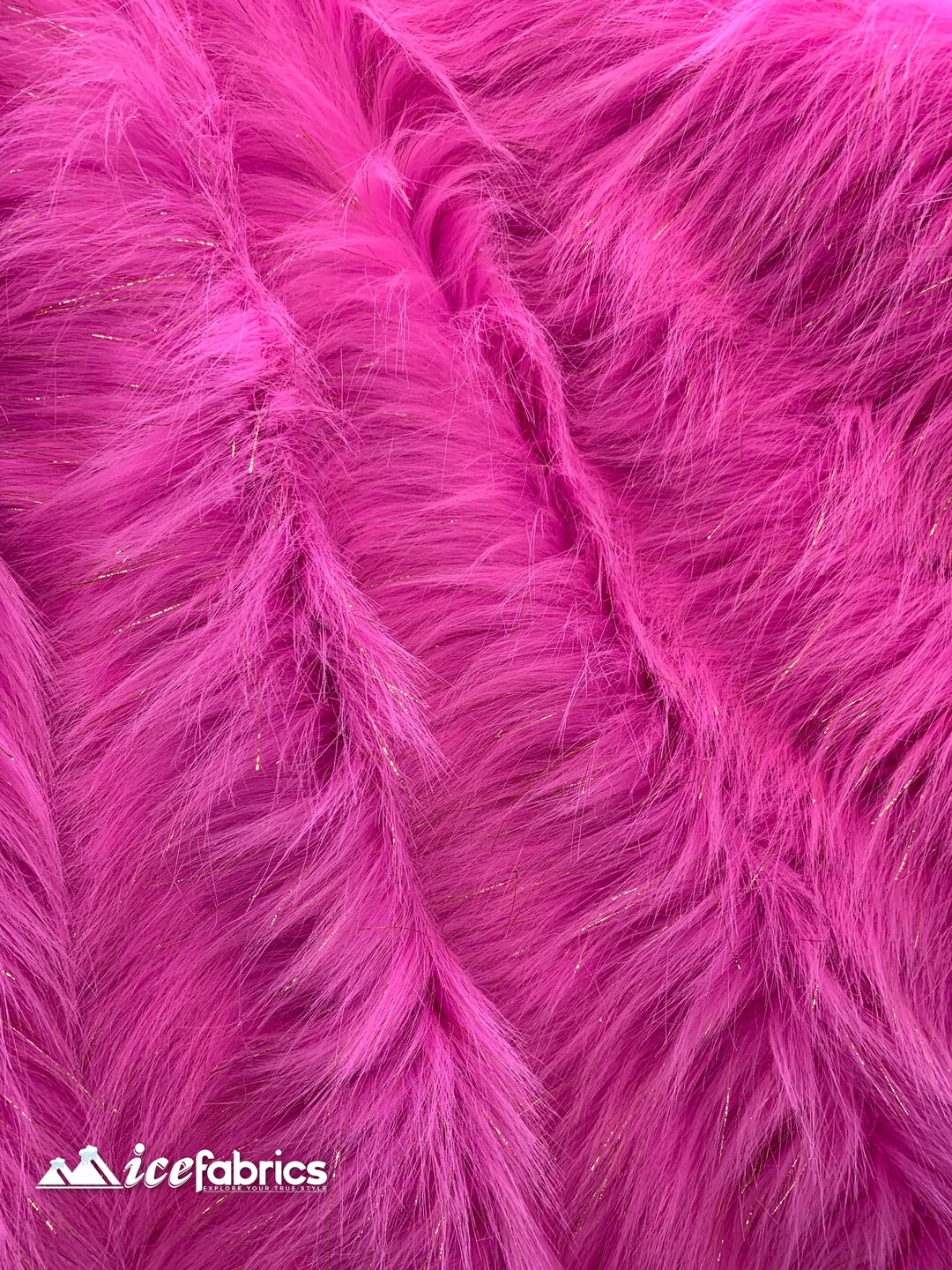 Animal Fake Faux Fur Fabric by the Yard ( 2 Tone Shiny Tinsel PINK ...