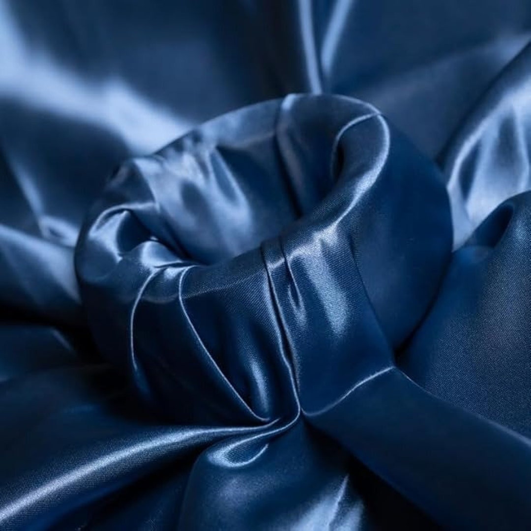 Bridal Satin Navy Blue Shiny Satin Fabric by the Yard Thick Satin ...