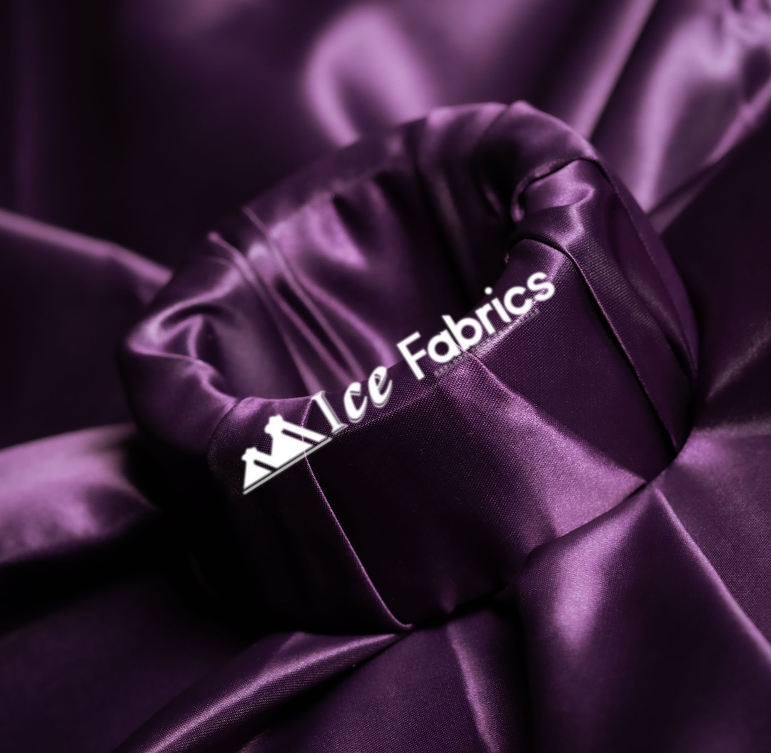 Plum Shiny Thick Satin Fabric by the Yard Bridal Satin Fabric (60” Wide ...