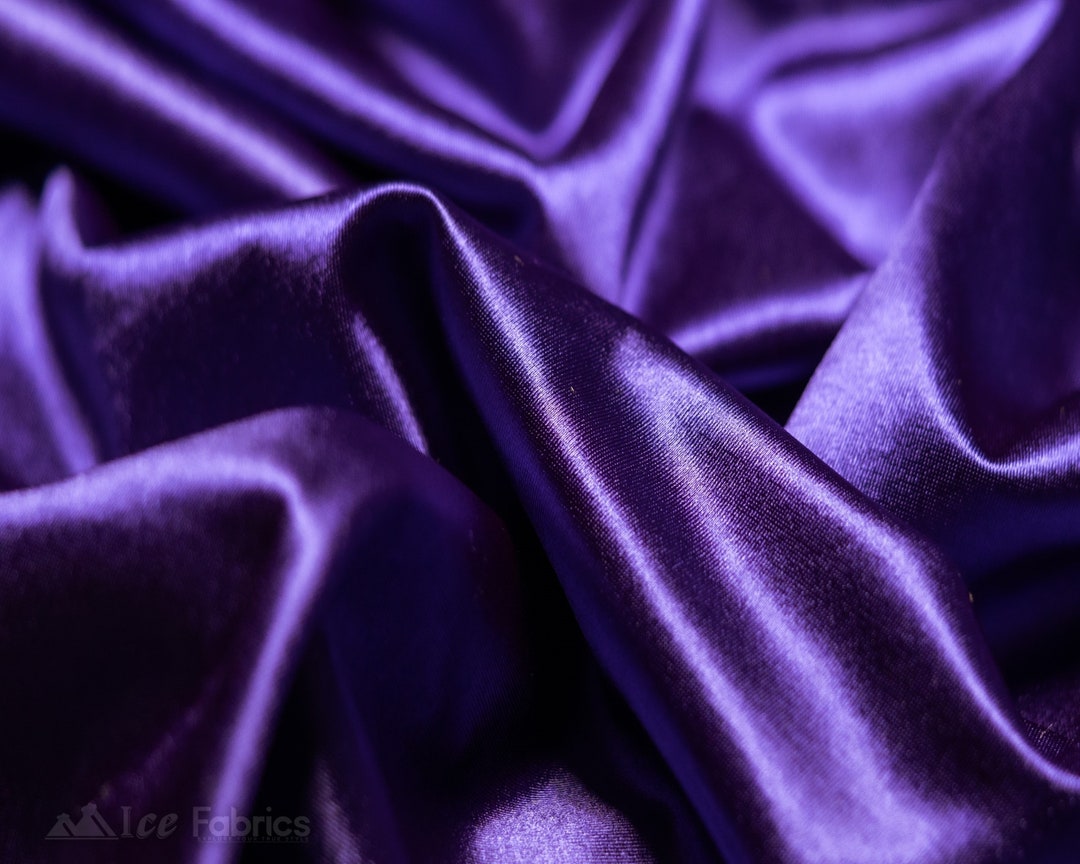 Purple 4 Way Stretch Silky Spandex Satin Fabric by the Yard | Shiny ...