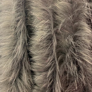 Animal Fake Faux Fur Fabric by the Yard ( 2 Tone Shiny Tinsel GRAY ...