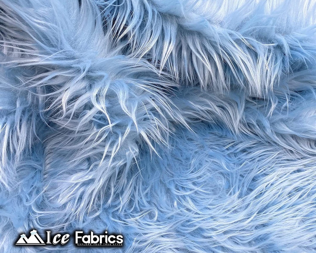 Baby Blue Shaggy Mohair Animal Long Pile Faux Fur Fabric by the Yard ...
