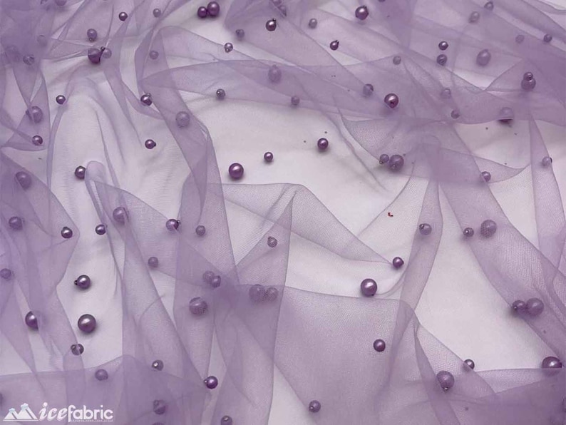 New Lavender Pearl Beaded Fabric on a Soft Tulle by the Yard | Etsy