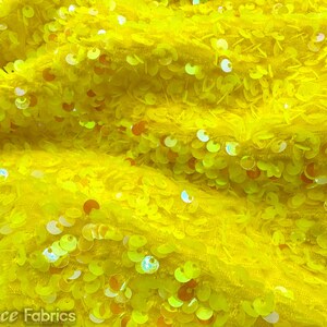 Luxury Stretch Velvet Sequin Fabric Iridescent Yellow on Yellow Velvet ...
