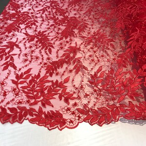 Red Shop Design Beaded Fabric,lace Fabric by the Yard-embroider Beaded ...