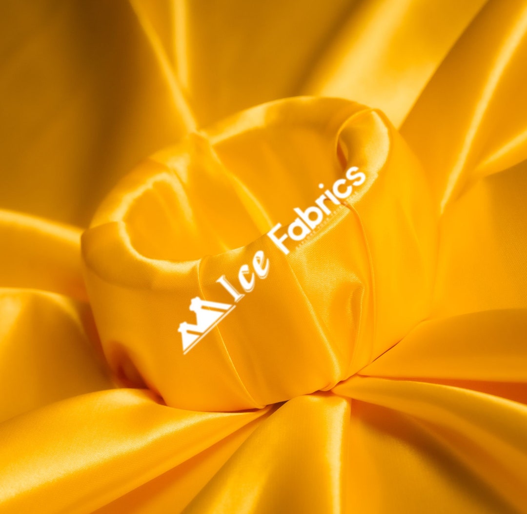 Yellow Shiny Thick Satin Fabric by the Yard Bridal Satin Fabric (60 ...