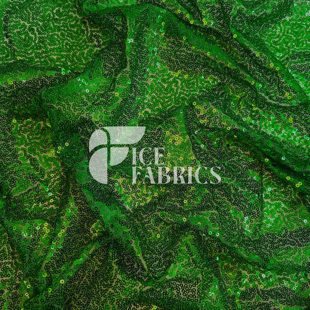 Kelly Green All-over Mesh Sequins Fabric by the Yard - 48" Wide Shiny ...