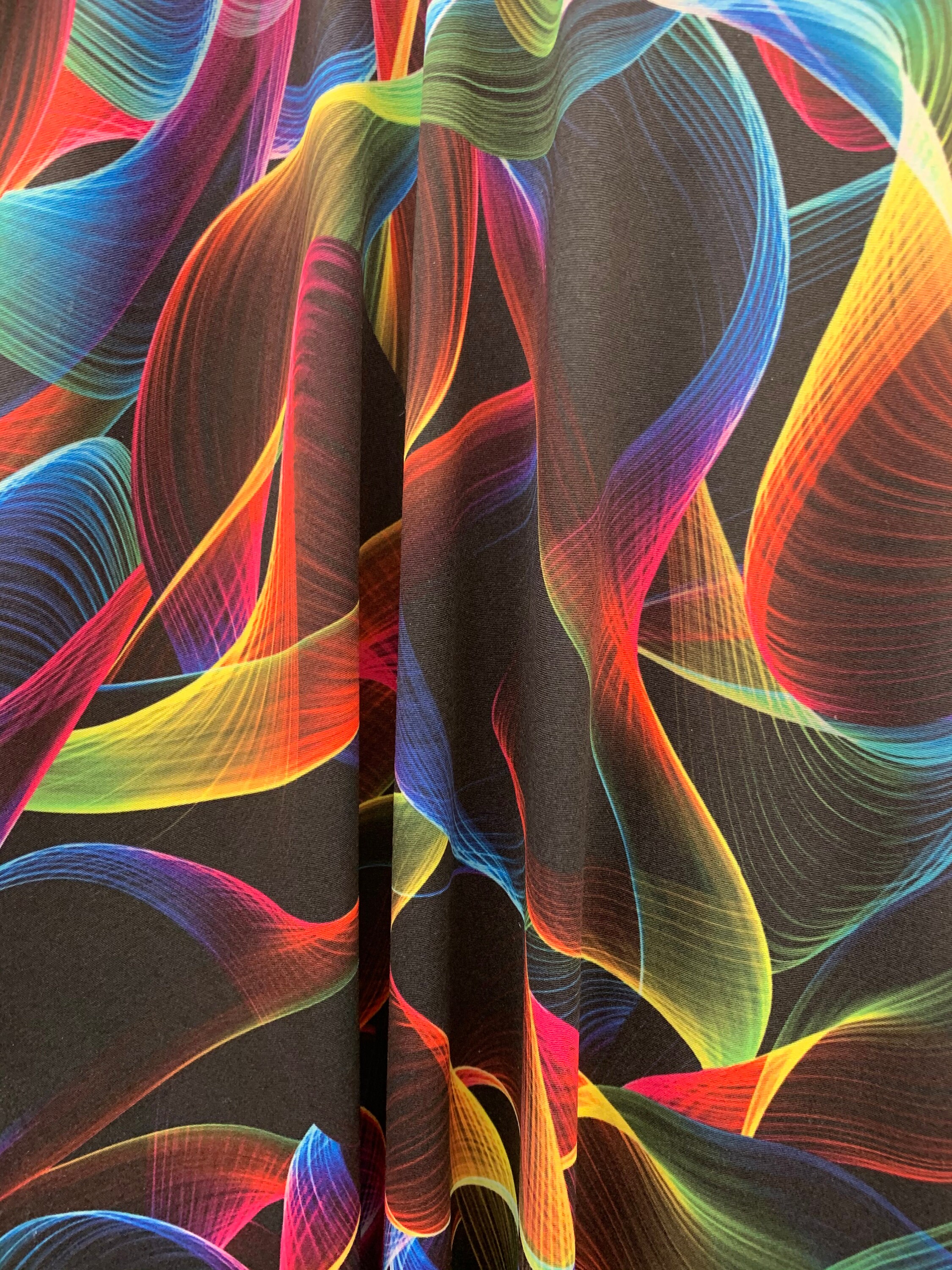 Wavy Design_ 60 Wide 4 Way Stretch Poly Spandex Fabric | Etsy