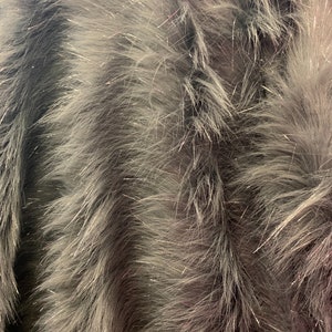 Animal Fake Faux Fur Fabric by the Yard ( 2 Tone Shiny Tinsel GRAY ...