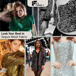 Hunter Green All-over Mesh Sequins Fabric by the Yard - 48" Wide Shiny ...