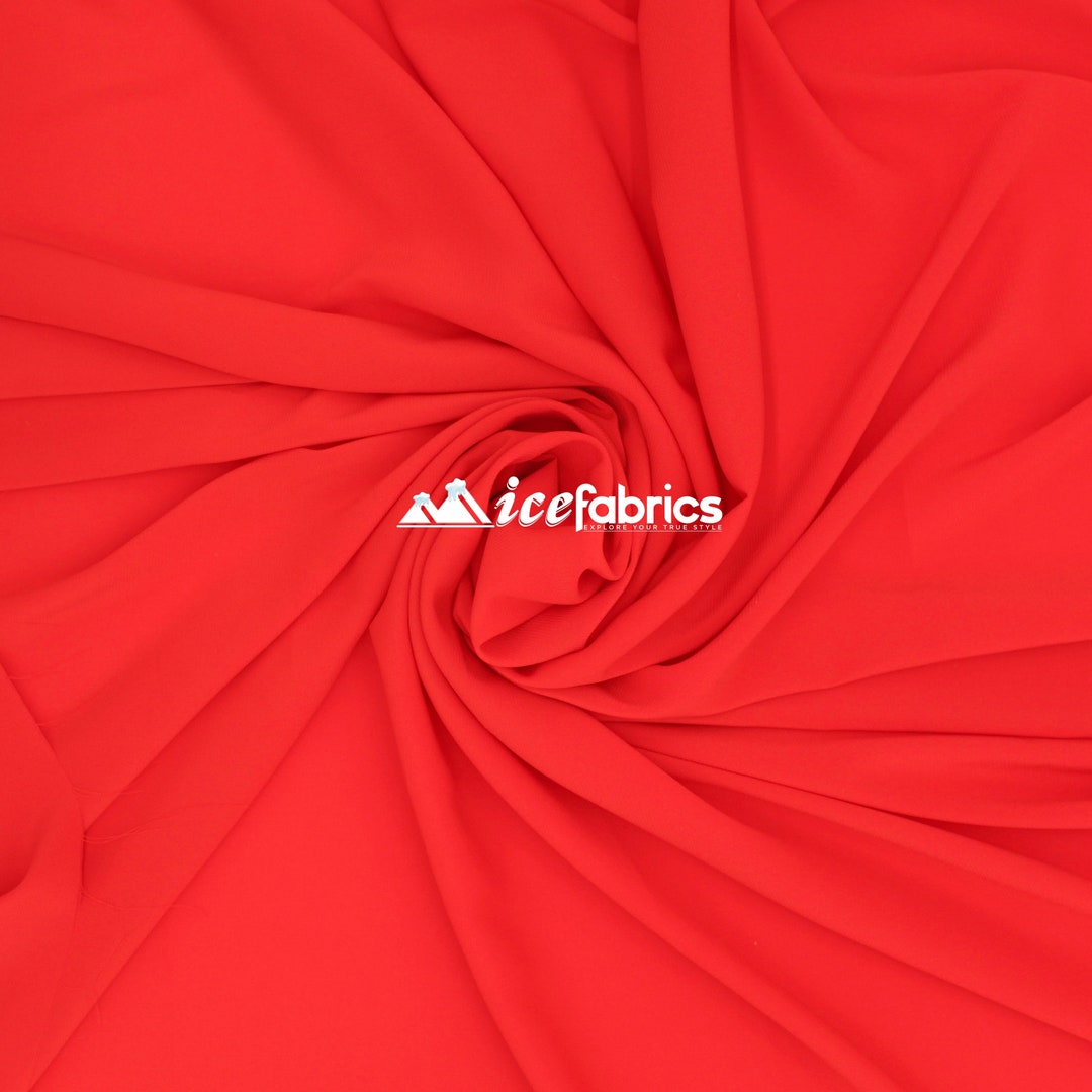 Red_ Silky Stretch Chiffon Fabric- by the Yard- %10 Spandex Chiffon ...