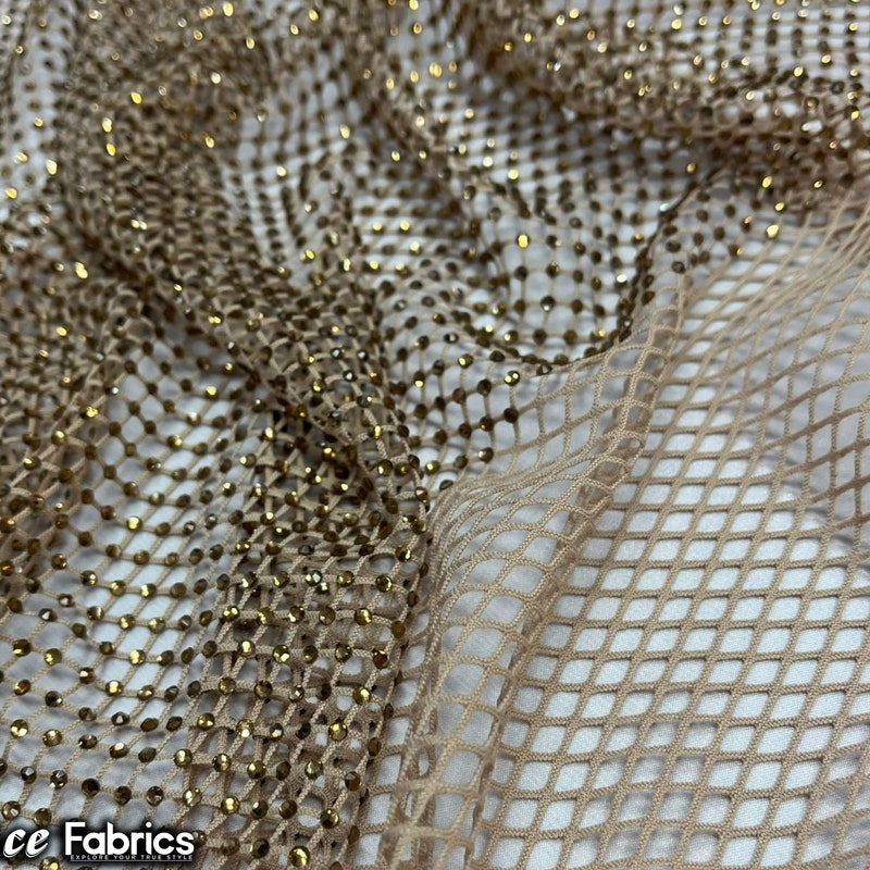 Rhinestone Fishnet Fabric - Etsy