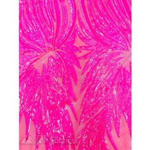 Gorgeous Stretch Sequin Fabric Neon Pink by the Yard | Embroidered Lace ...