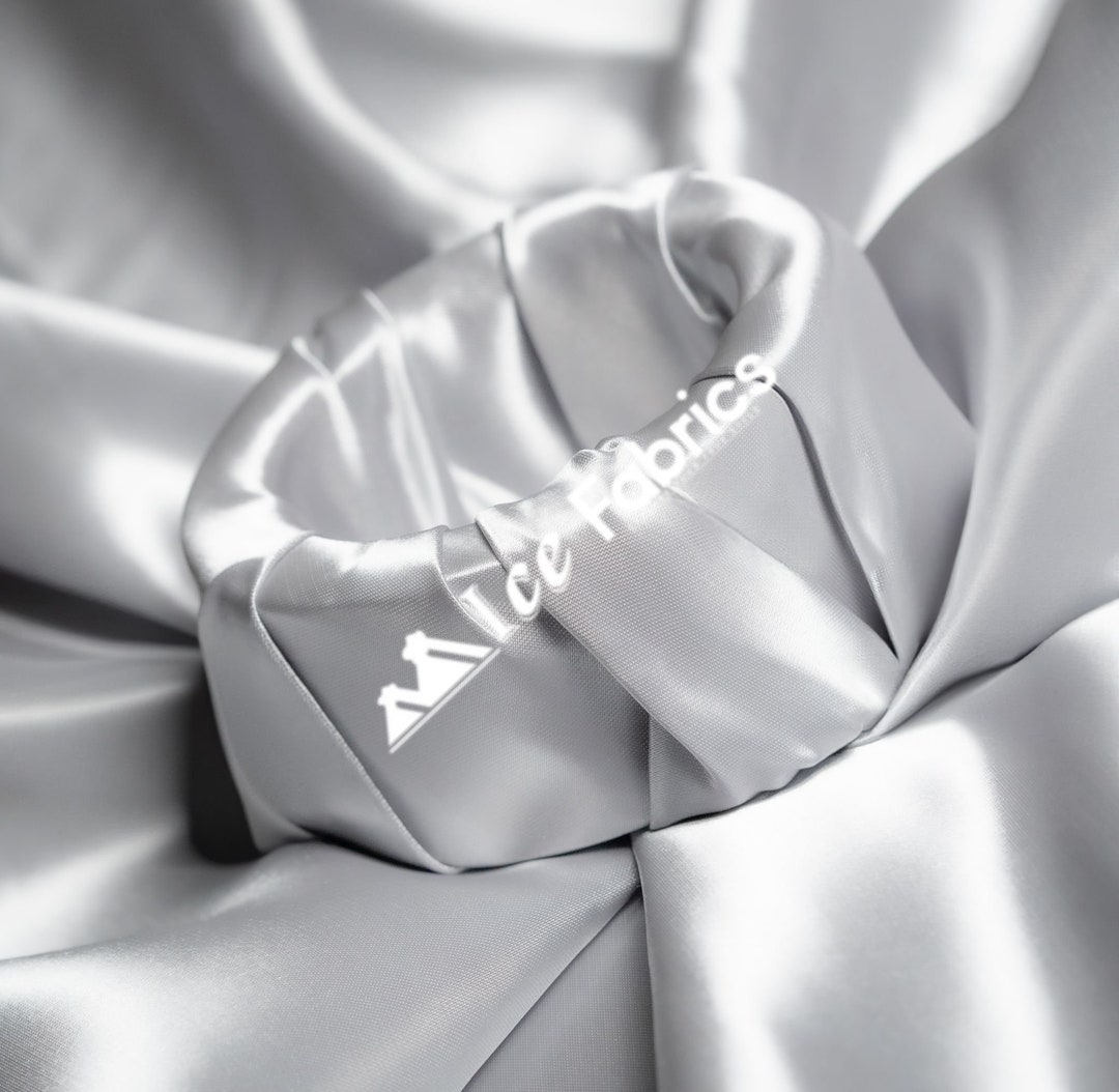 Silver Shiny Thick Satin Fabric by the Yard Bridal Satin Fabric (60 ...