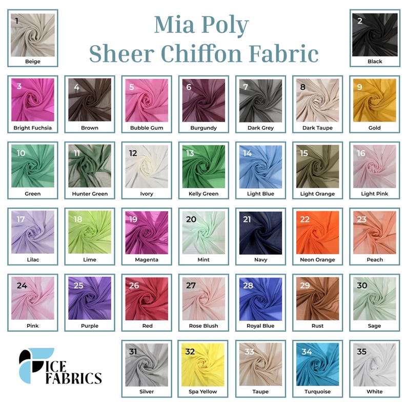 Soft Silky Chiffon Fabric by the Yard Matte Chiffon Fabric (60” Wide ...