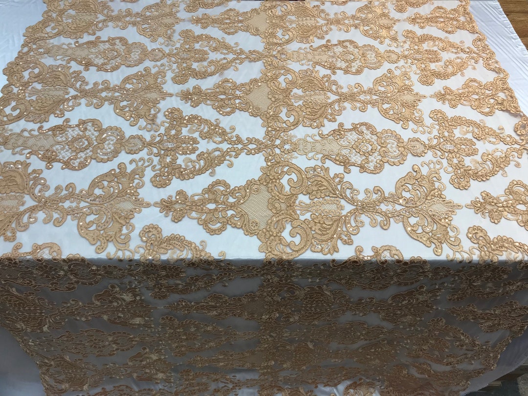 Gold Design Embroidered Mesh Lace Fabric by the Yard for Wedding/prom ...