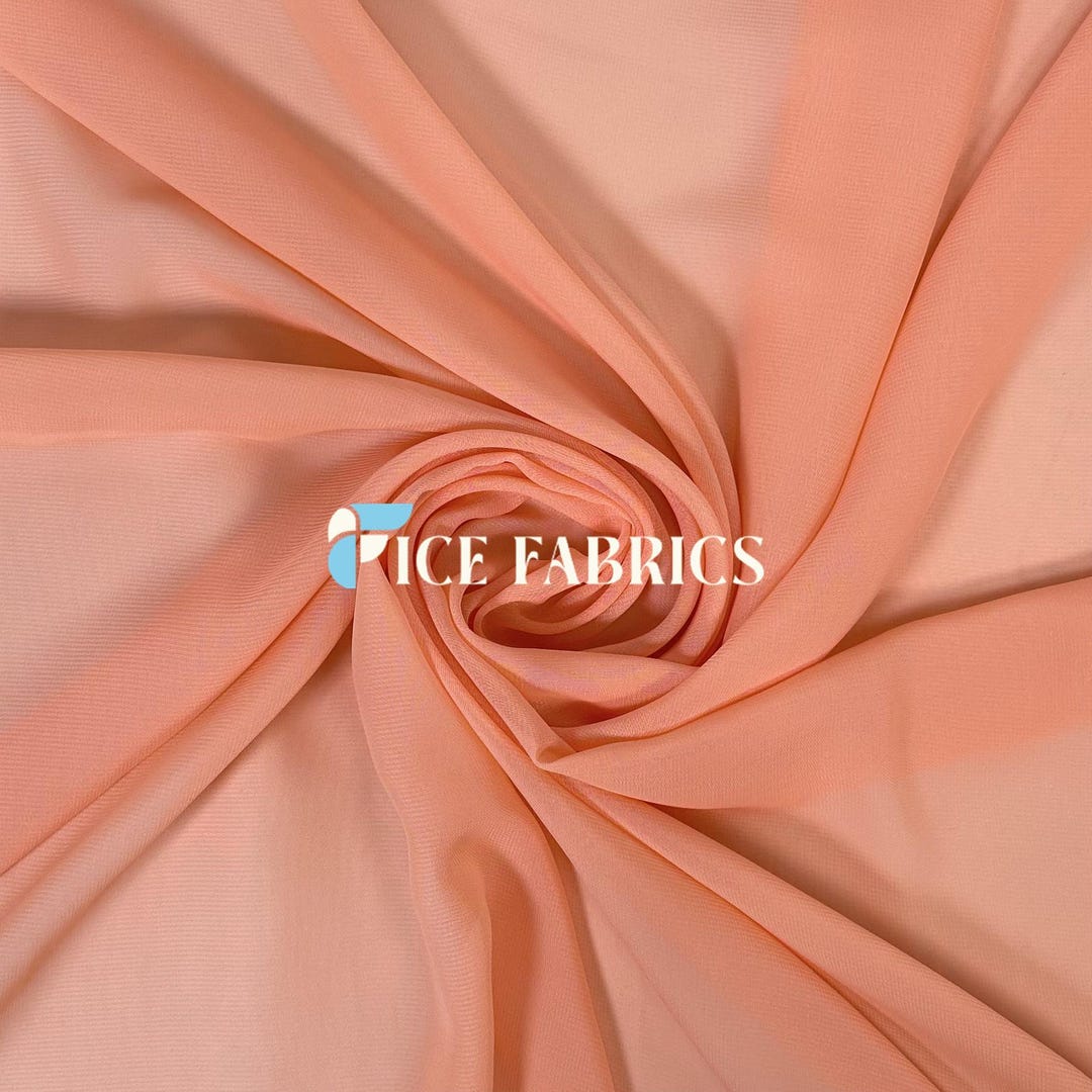 Peach Soft Silky Chiffon Fabric by the Yard Matte Chiffon Fabric (60 ...