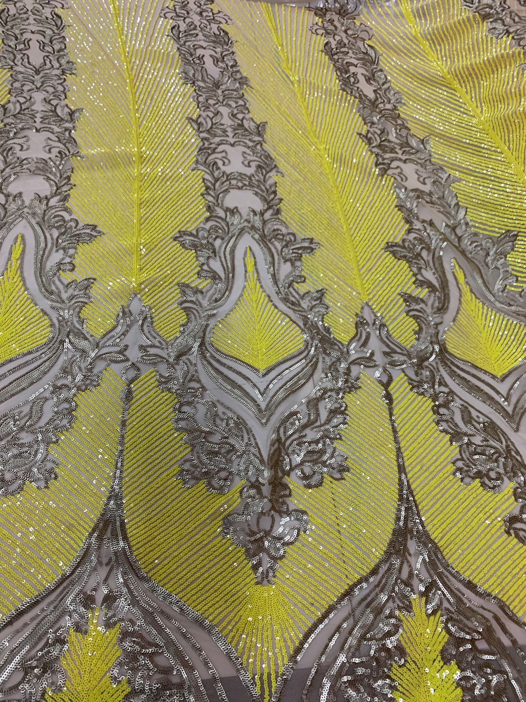 Yellow Spandex Fabric 4 Way Stretch Sequin Fabric by the Yard ...