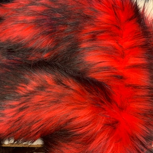 New ( Red ) Husky Faux Fur Fabric by the Yard_ Shaggy Long Pile Fake ...