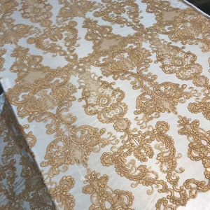 Gold Design Embroidered Mesh Lace Fabric by the Yard for Wedding/prom ...