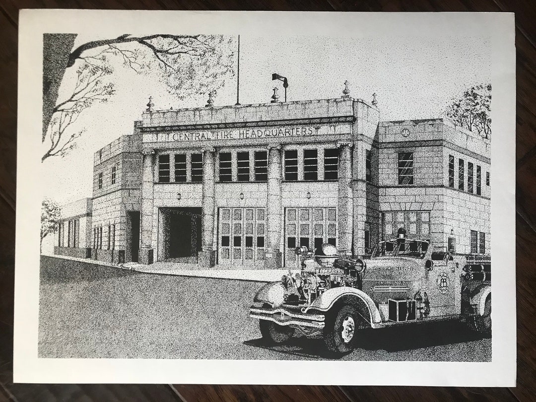 San Antonio Fire Station Stipple - Etsy