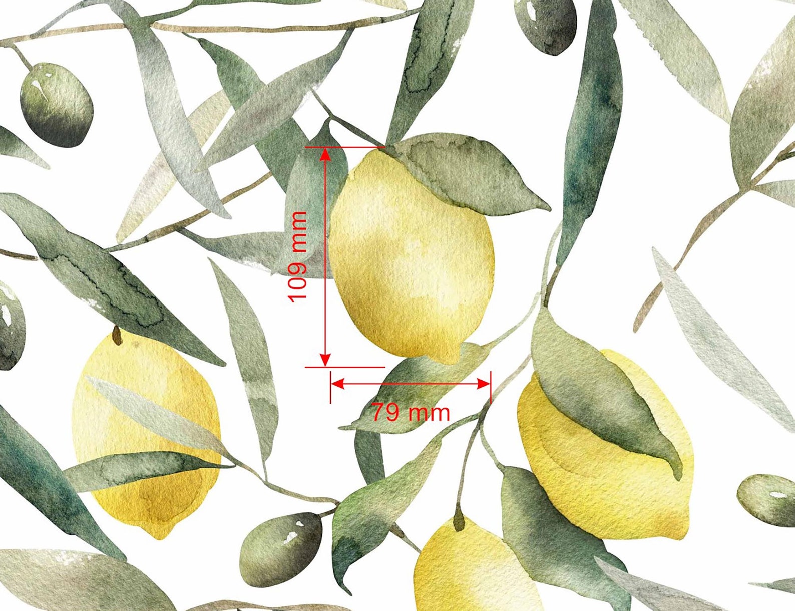 Watercolor Lemons and Leaves Wallpaper Peel and Stick Lemon Olives ...