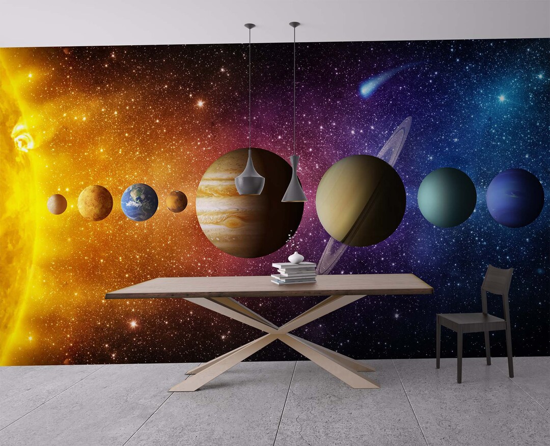 Planets of Solar System Wall Paper,planets Theme Wallpaper,peel and ...