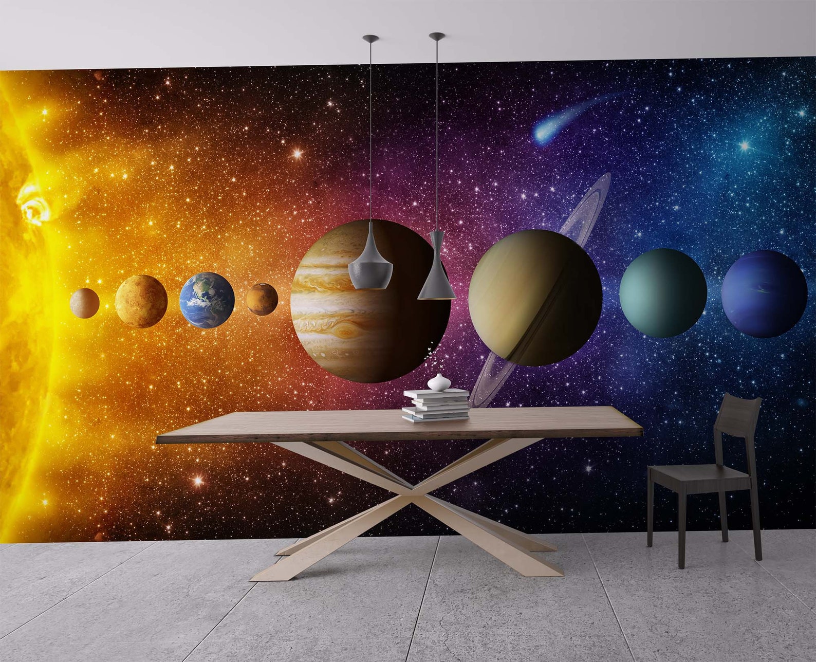 Planets of Solar System Wall Paper,planets Theme Wallpaper,peel and ...