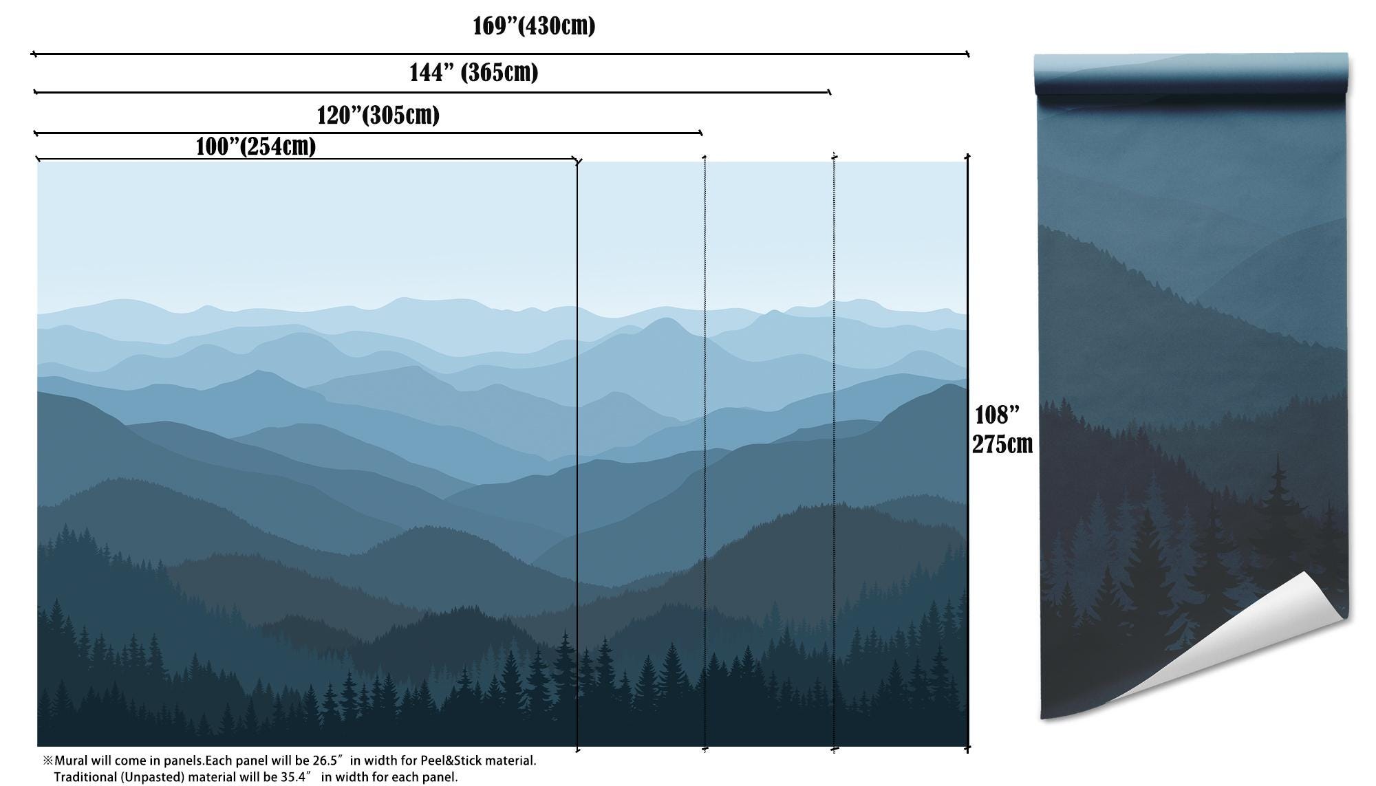 Dark Blue Mountain Wallpaper Rolling Hills Wallpaper Removable ...