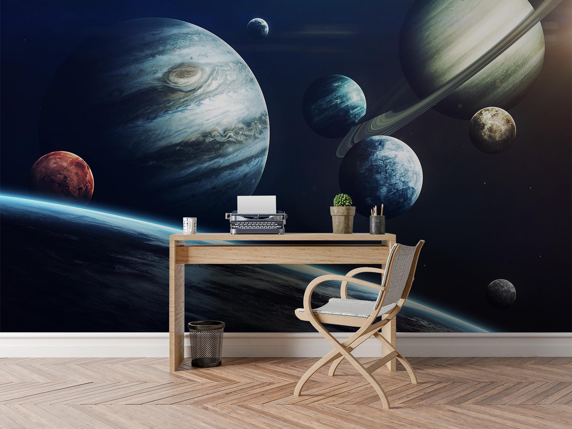 Planets of Solar System Wall Muraldark Planet Wallpaperpeel - Etsy