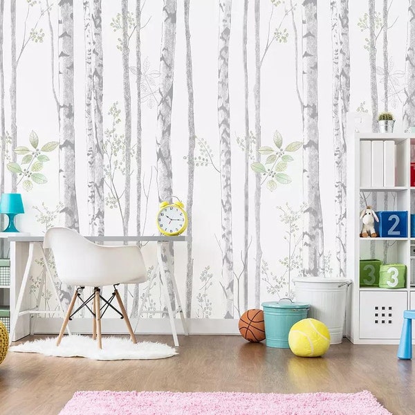 Birch Tree Wallpaper - Etsy