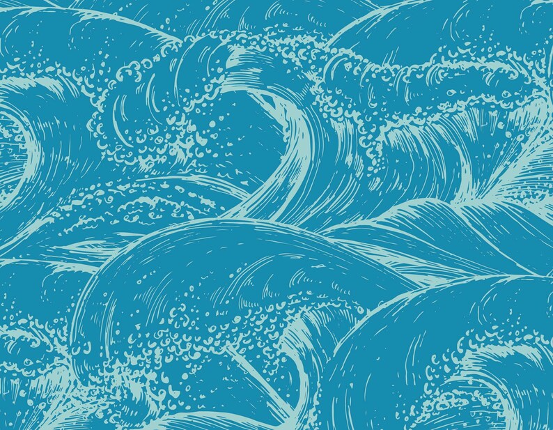 Sea Waves Wallpaper Mural,great Wave Wall Paper Nursery Decor,removable ...