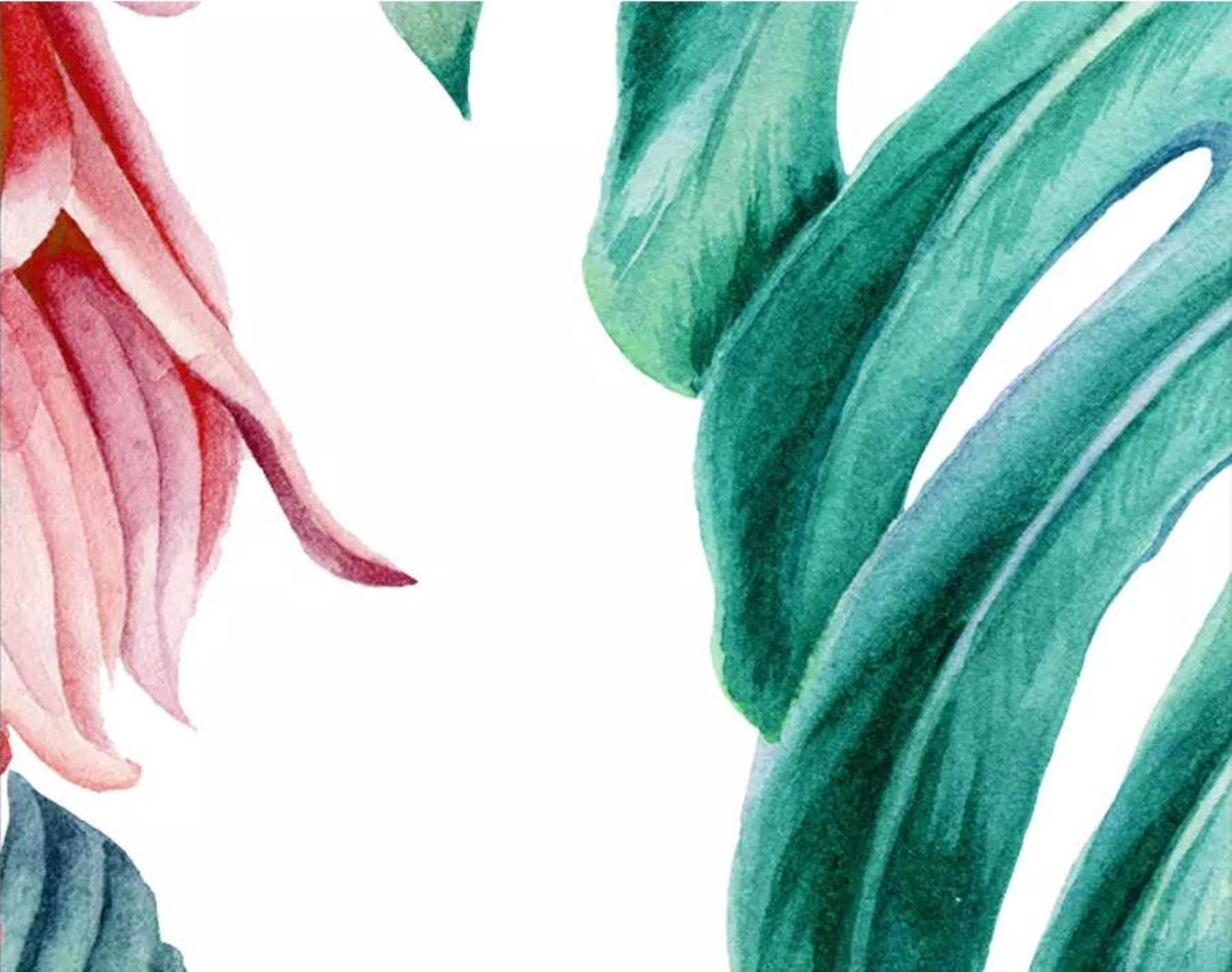 Hand Painted Tropical Botanic Wallpaper Removable Fabric Wall | Etsy