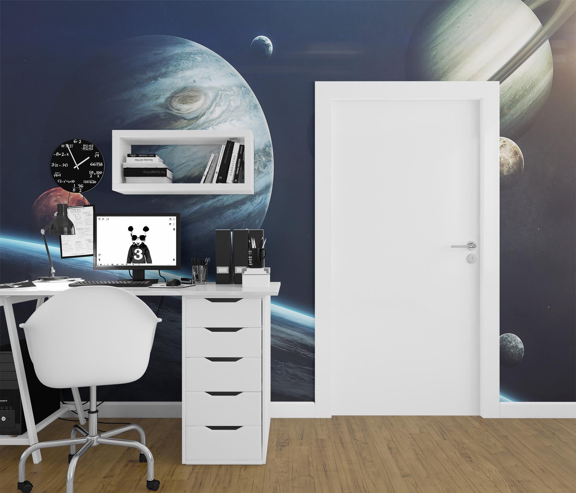 Planets of Solar System Wall Muraldark Planet Wallpaperpeel - Etsy