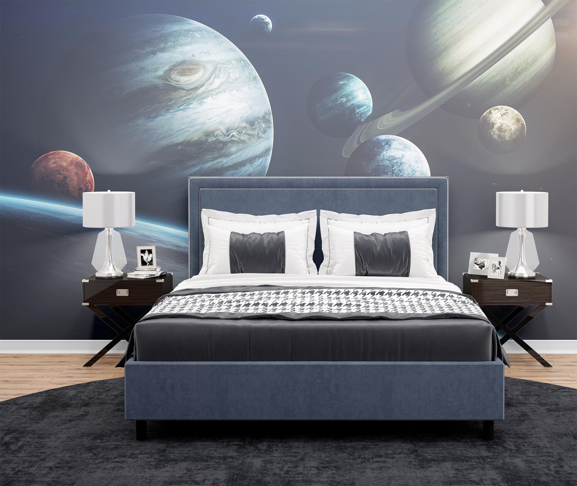 Planets of Solar System Wall Muraldark Planet Wallpaperpeel - Etsy