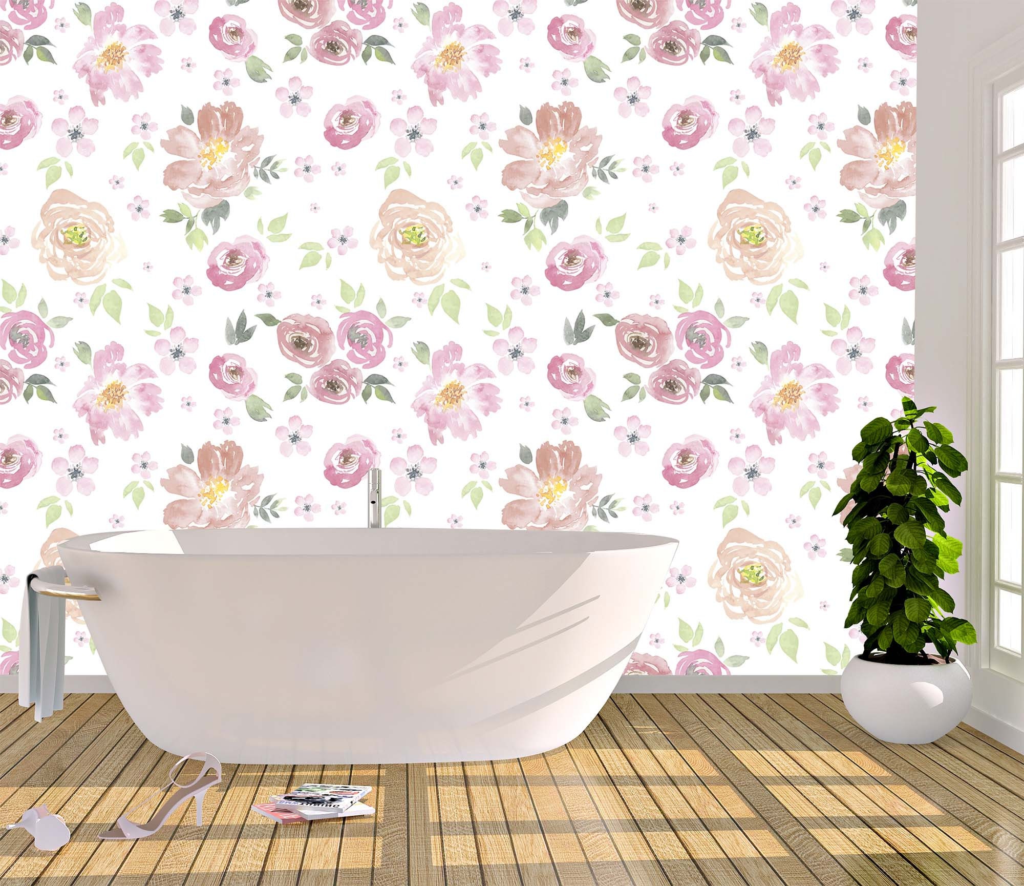 Pastel Floral Wall Paper Watercolor Floral Nursery Decor - Etsy