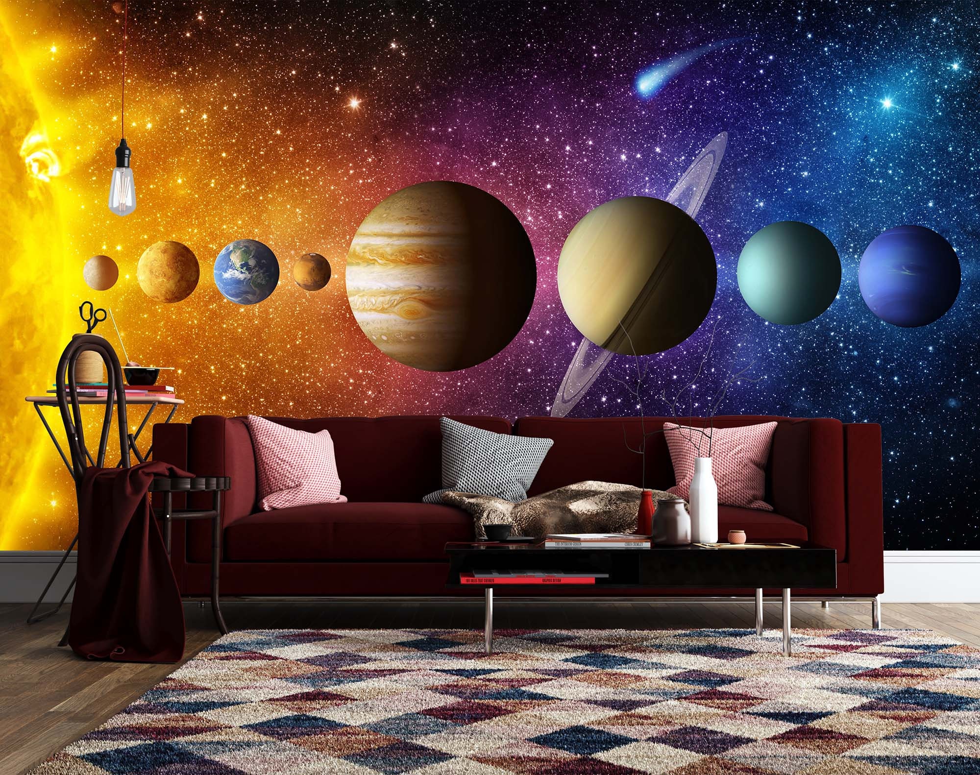 Planets of Solar System Wall Paper,planets Theme Wallpaper,peel and ...