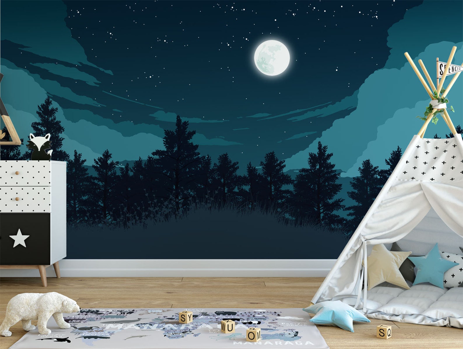 Starry Night Sky Wallpaper Removable Deep Night Wallpaper With Dark ...