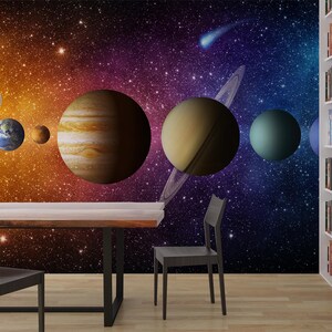 Planets of Solar System Wall Paper,planets Theme Wallpaper,peel and ...