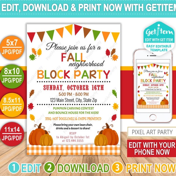 Fall Block Party Template - Etsy