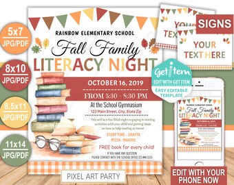 Literacy Night Flyer - Etsy