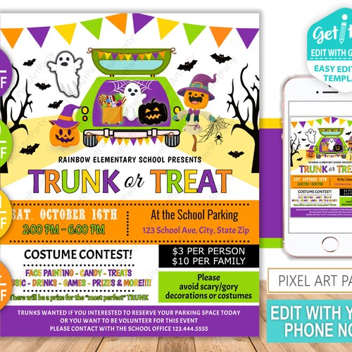 Trunk or Treat Flyer Fall Festival Lnvitation Fall Harvest - Etsy