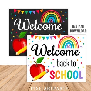 Welcome Back to School Sign Classroom School Poster Classroom Rainbow ...