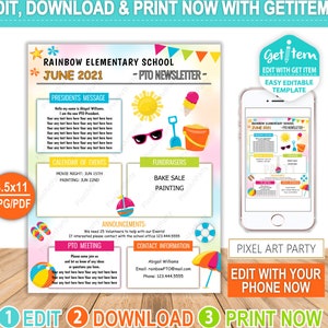 Editable June Pto Pta Newsletter Flyer School Flyer School - Etsy