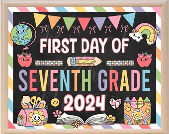 First Day of TK School 2024 Sign Boho Retro Back to School Chalkboard ...