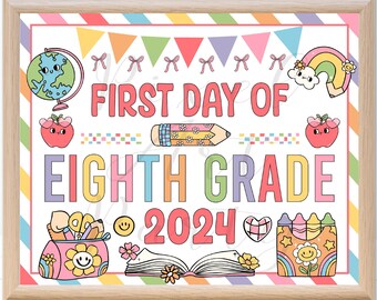 First Day of TK School 2024 Sign Boho Retro Back to School Chalkboard ...