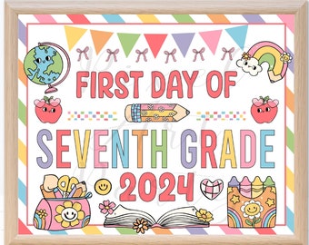 First Day of TK School 2024 Sign Boho Retro Back to School Chalkboard ...